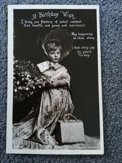 1907 REAL PHOTOGRAPHIC Birthday Postcard, Little Girl Dressing Up. Rotary Photo £1.80 - PicClick UK